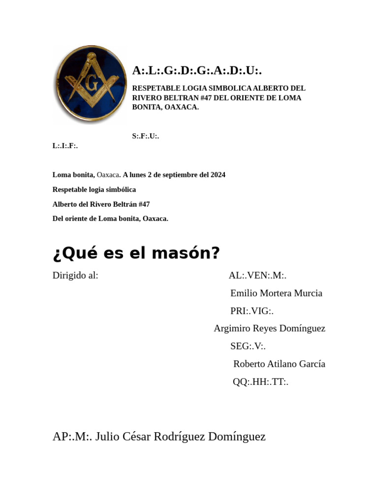 Qué es un masón: Principios y Valores | PDF | Masonería | Desarrollo ...