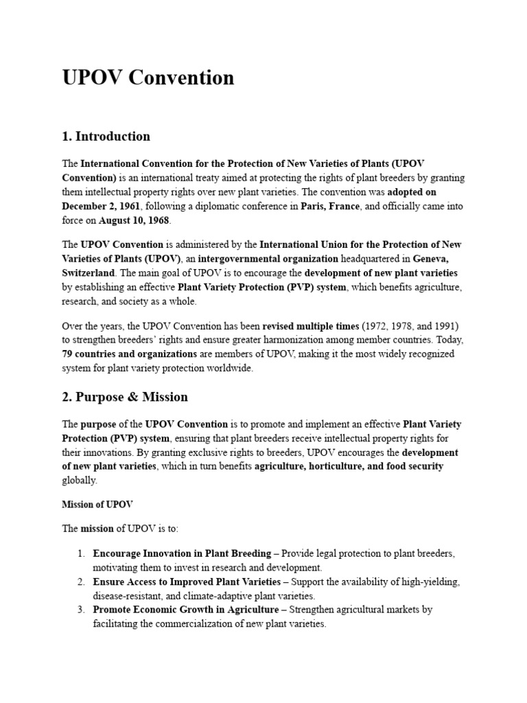 UPOV Convention | PDF | Agriculture | Plant Breeding