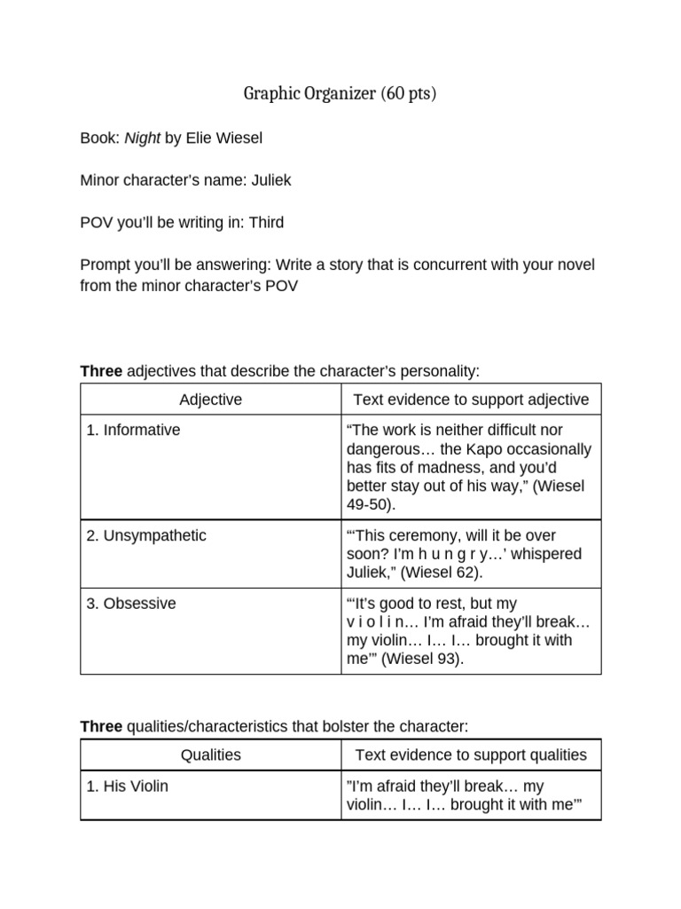 Part One: Graphic Organizer | PDF
