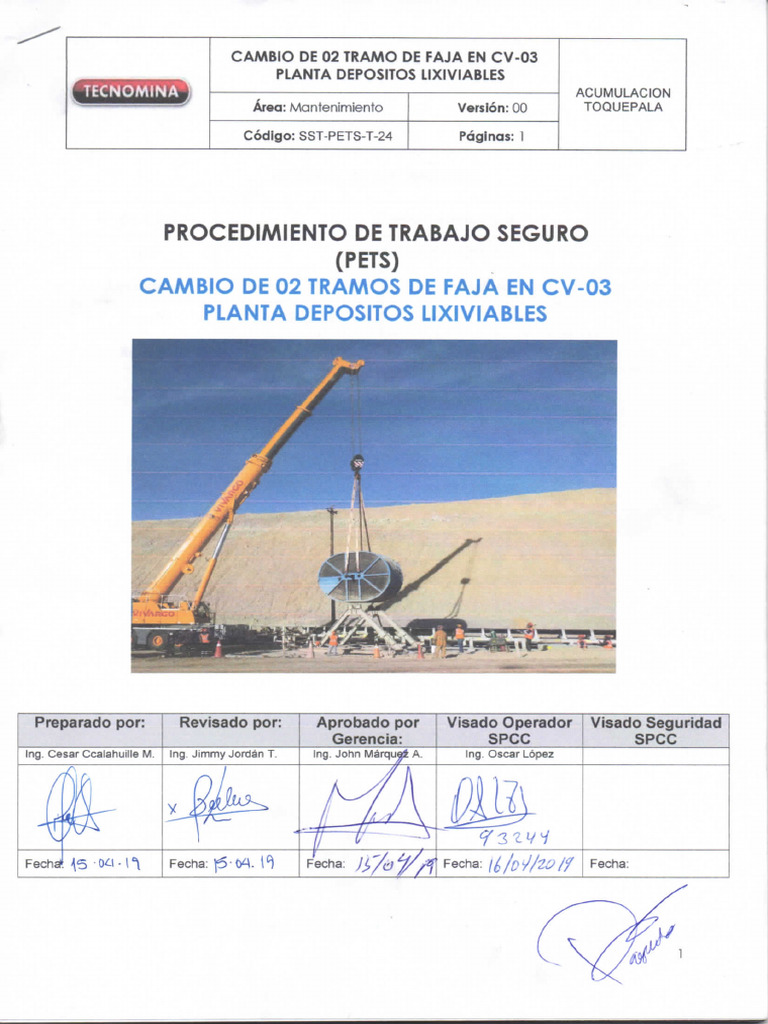procedimiento de la cv3 toquepala | PDF | Presión