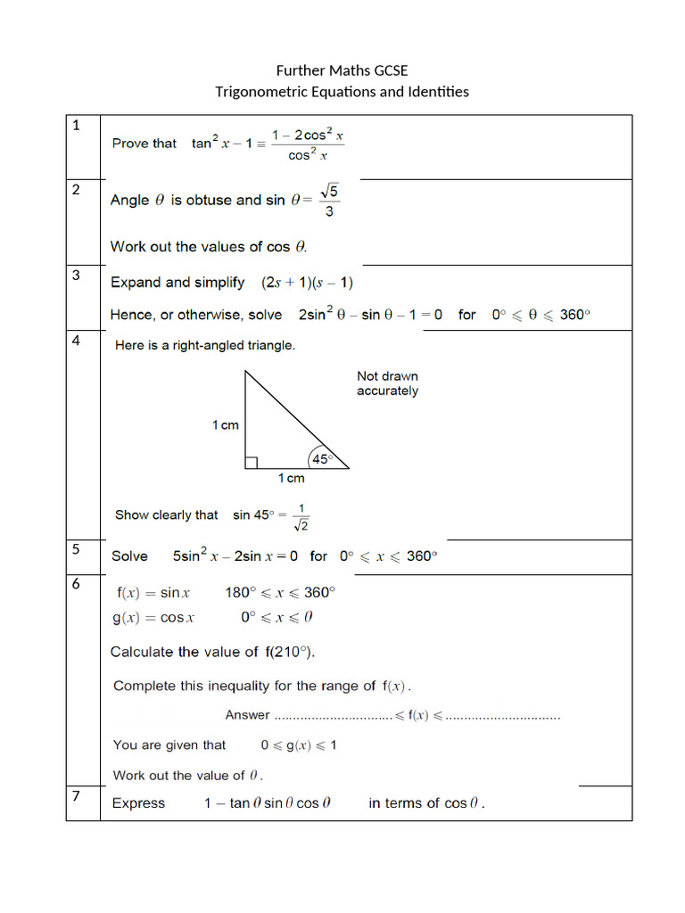 Trigonometric Equations and Identities | PDF