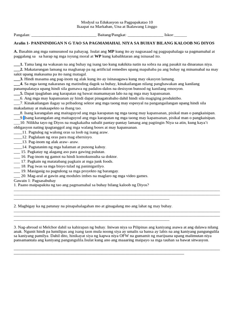 Esp Q4 Activities | PDF