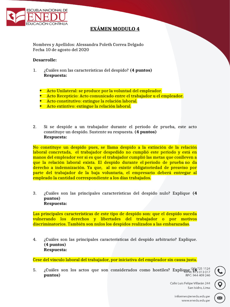 EXAMEN MODULO4 Laboral | PDF | Etica social | Justicia