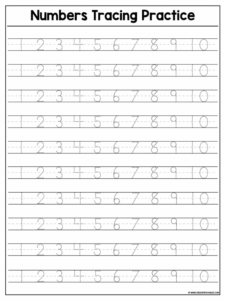 CreatePrintables.com Numbers Tracing Practice DB30 A6A8 A8E6 | PDF