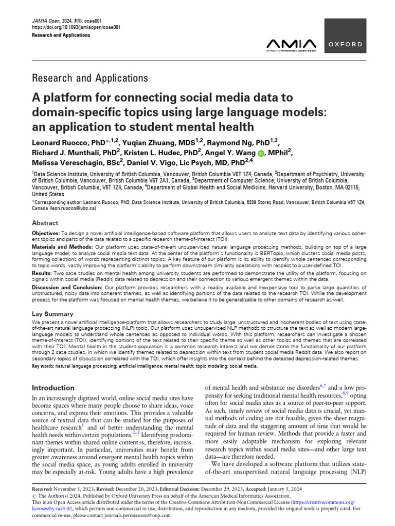 A platform for connecting social media data to | PDF