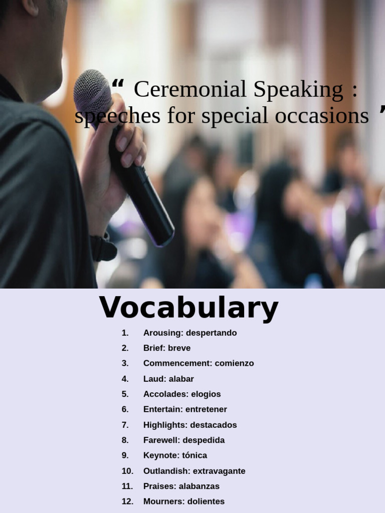 presentation Public Speaking level 6 CEREMONIAL SPEECHES | PDF