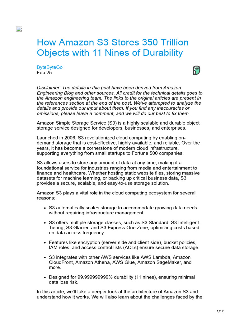 Amazon S3: 11 Nines Durability Explained | PDF | Database Index | Load Balancing (Computing)