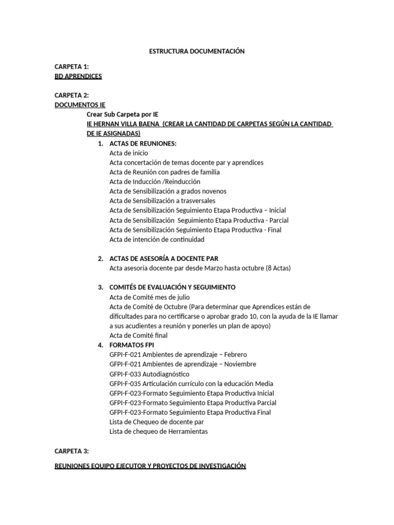 Estructura de Documentación Educativa | PDF