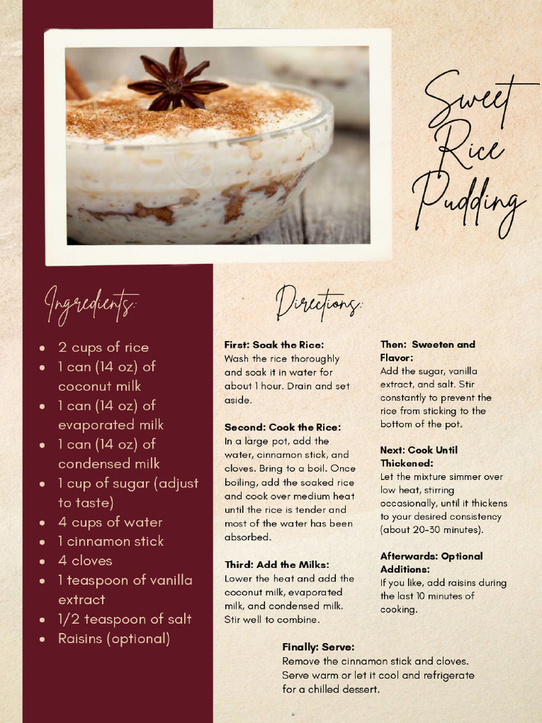 Simple Beige and Red Menu Recipe Card | PDF