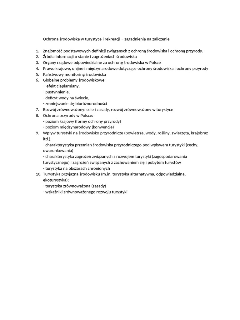 Zagadnienia Do Zaliczenie Przedmiotu | PDF