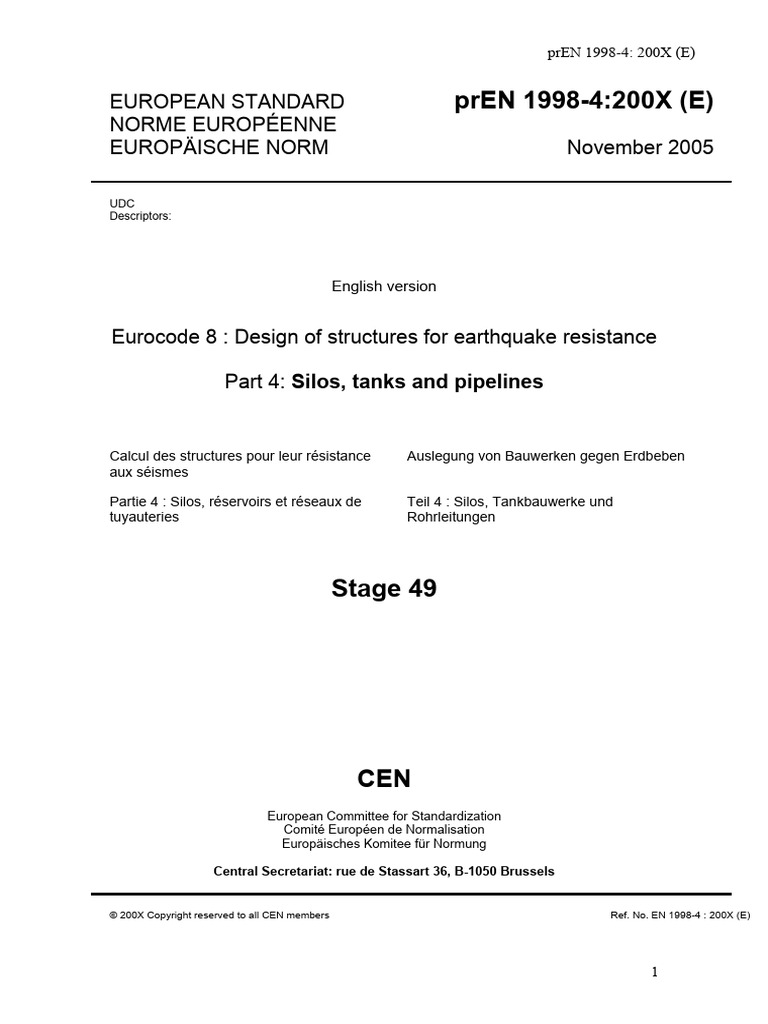 EuroCode_8-Part_4-SilosTanksPipelines-Nov2005 | PDF | European Union ...