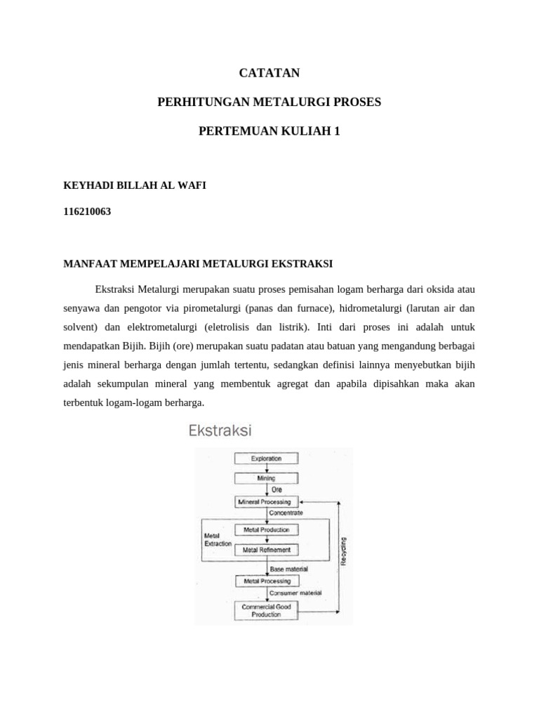 Proses Ekstraksi Metalurgi Bijih Logam | PDF