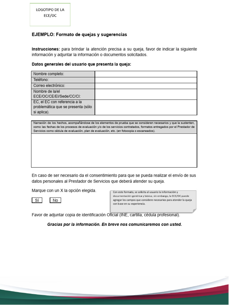 31ejemplo de Formato de Quejas y Sugerencias | PDF