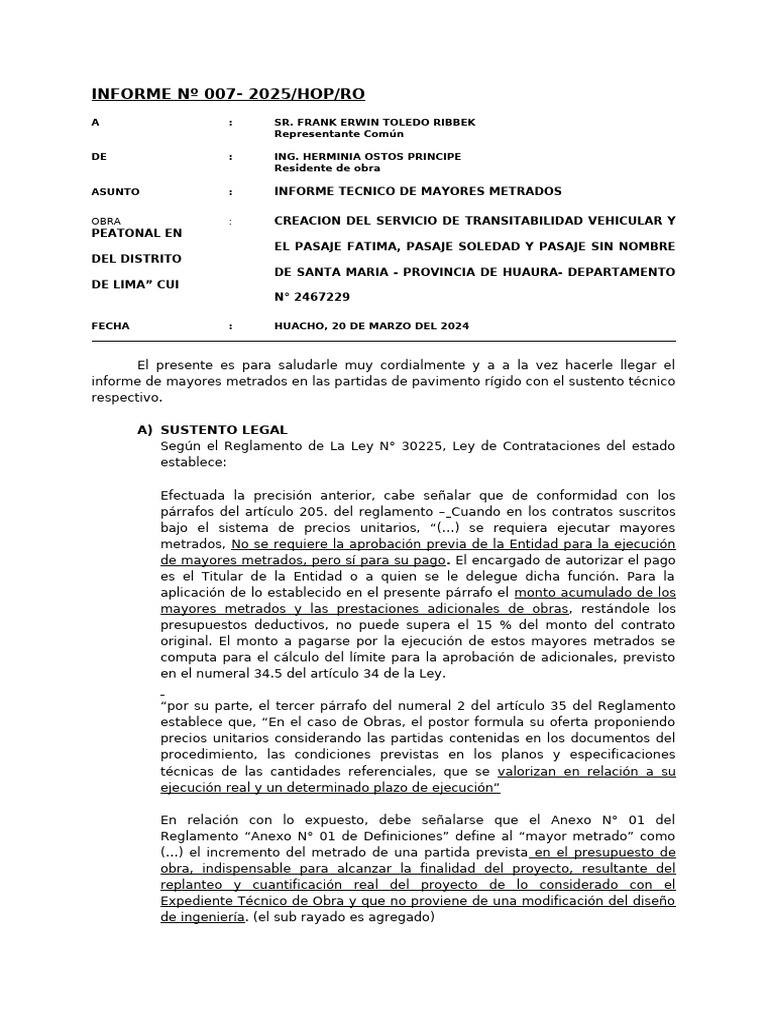 01. INFORME N° 07-2025 | PDF | Presupuesto