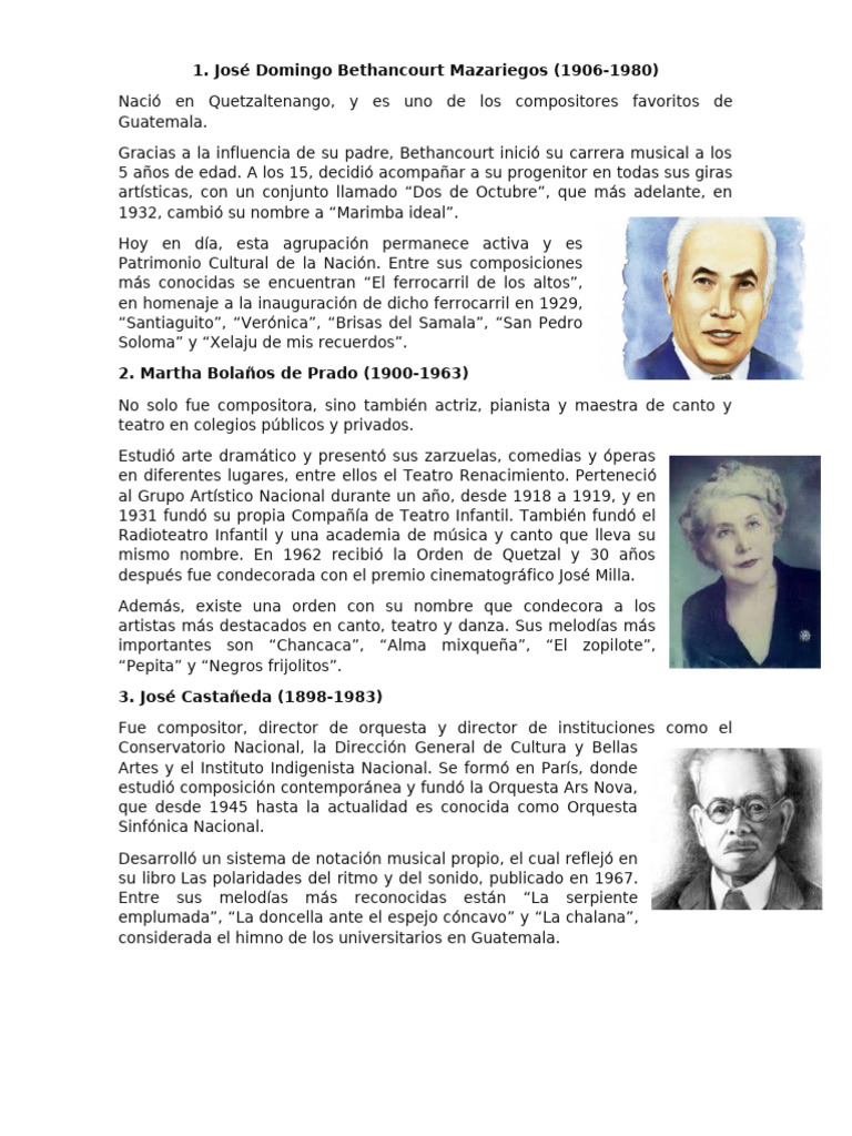 10 Compositores Guatemaltecos Destacados | PDF | Las artes escénicas ...