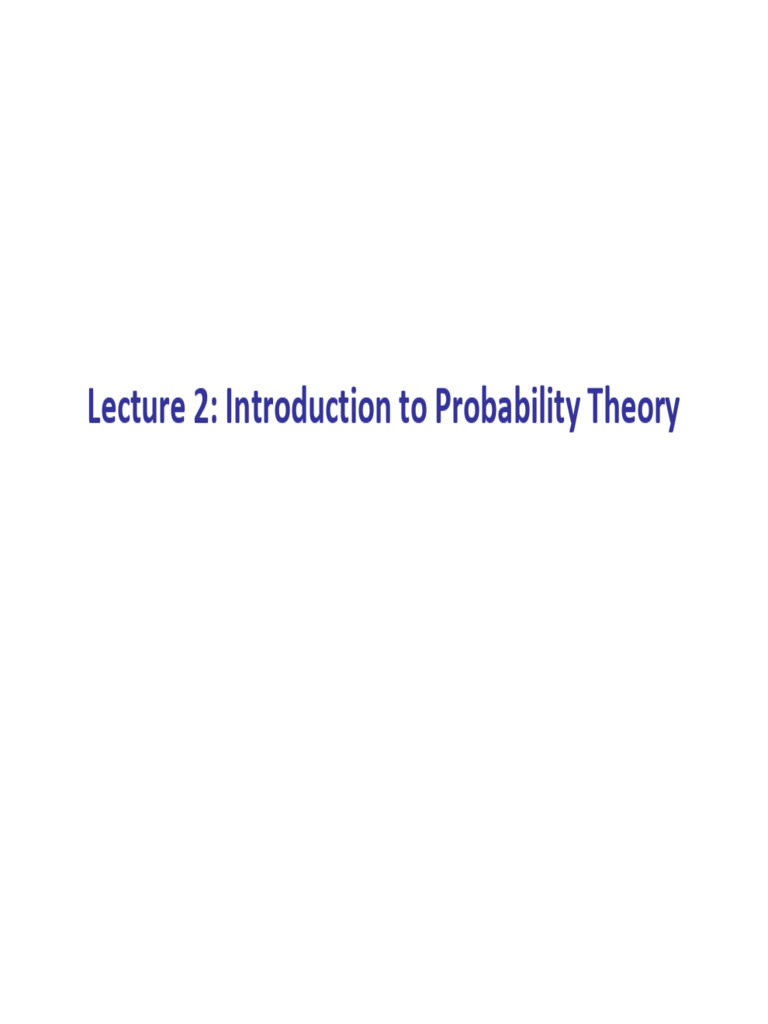 Lecture 2 - Introduction To Probability Theory | PDF | Probability Density Function ...