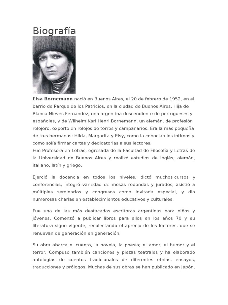 Biografía de Elsa Bornemann | PDF