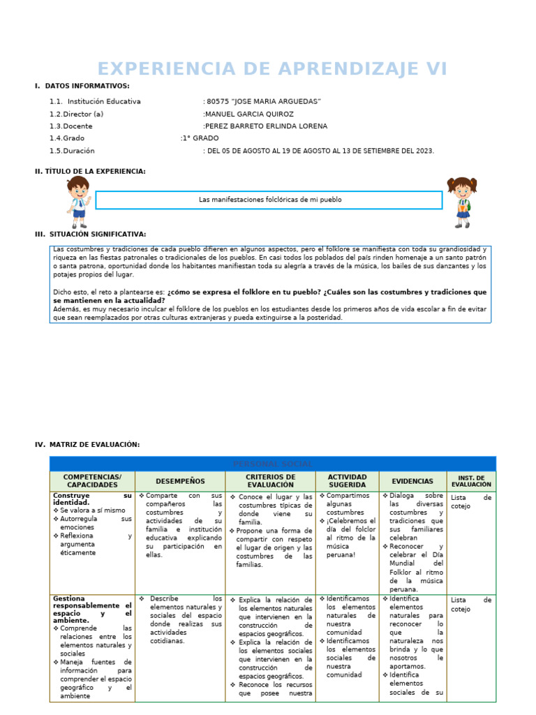 Experiencia de Aprendizaje Vi | PDF | Geometría | Folklore