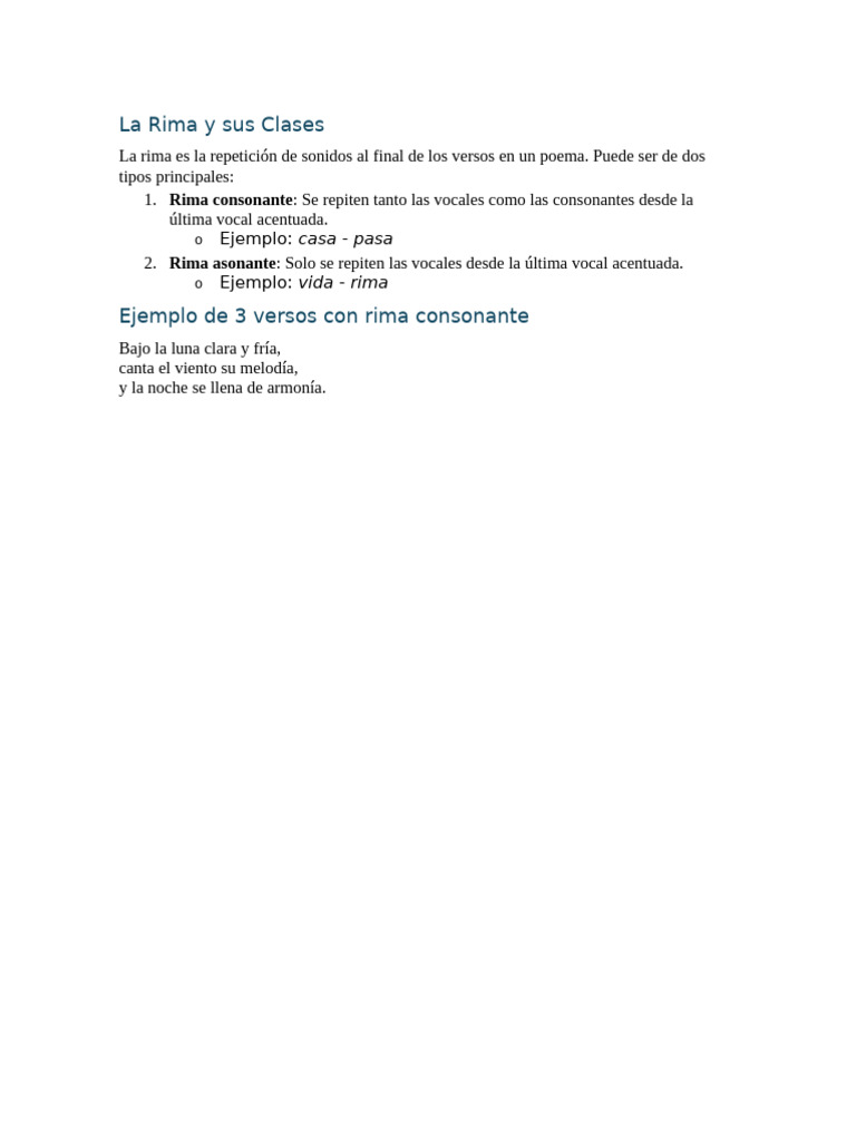 La Rima y Sus Clases | PDF