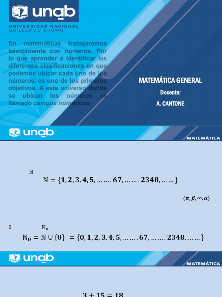 UNAB-CLASE 1 2 3 - CAMPOS NUMERICOS-OPERACIONES | PDF | Número natural ...