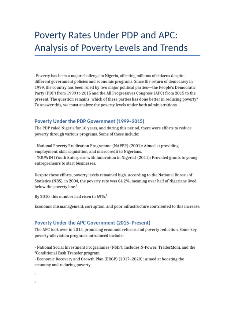 Poverty Trends Under PDP and APC | PDF | Cost Of Living | Poverty