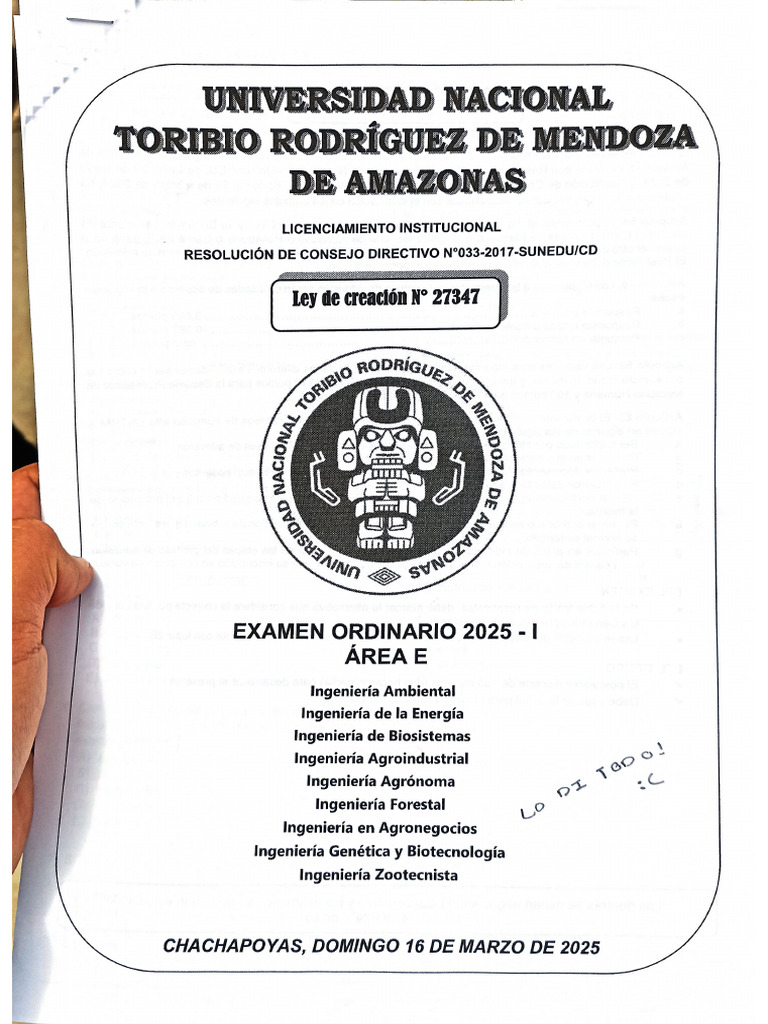 Ordinario Untrm 2025 I 16 Marzo Área e | PDF