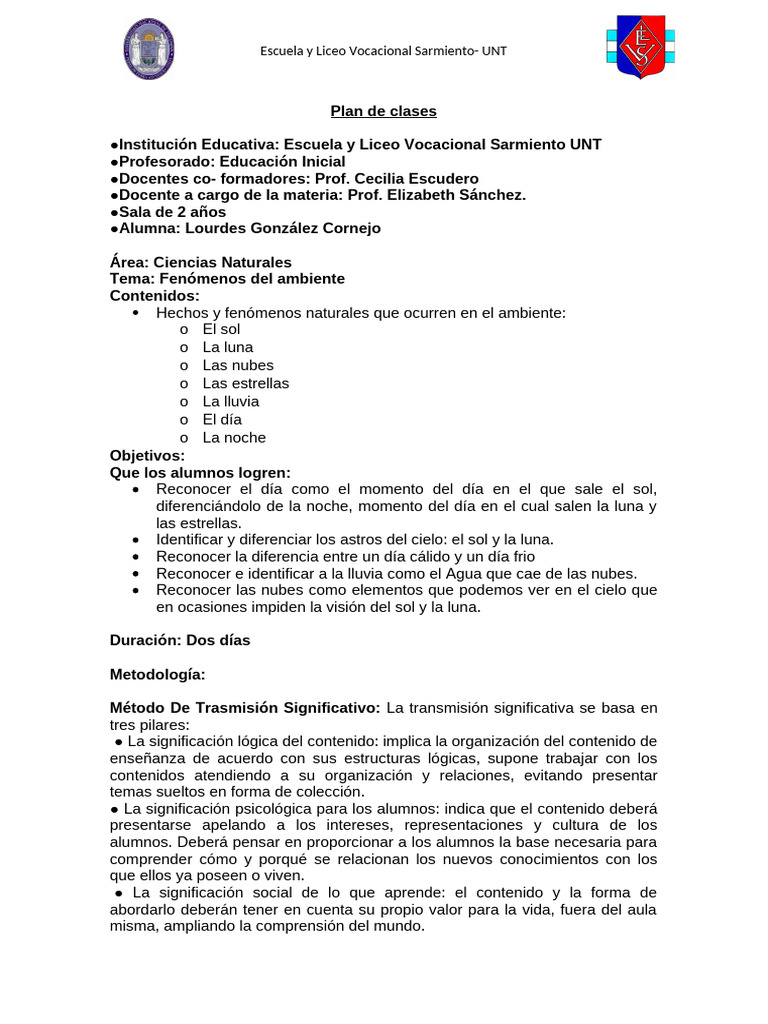 Plan de Clases Maternal Ciencias Naturales | PDF | Enseñando | Simulación