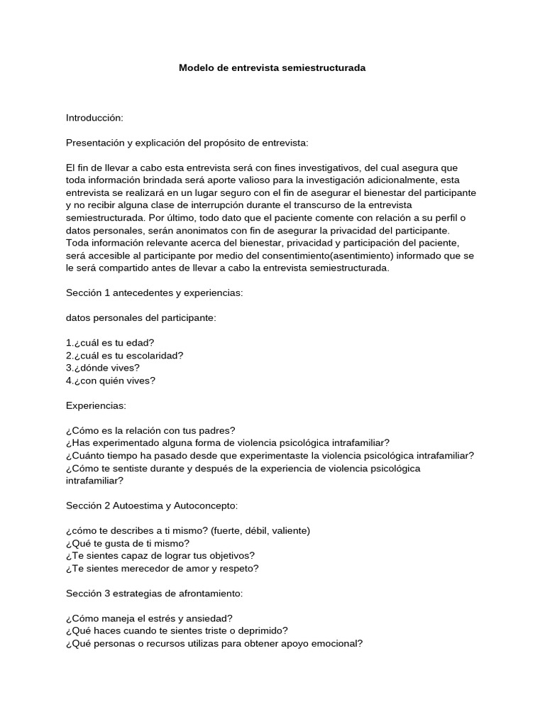 Entrevista Semiestructurada | PDF