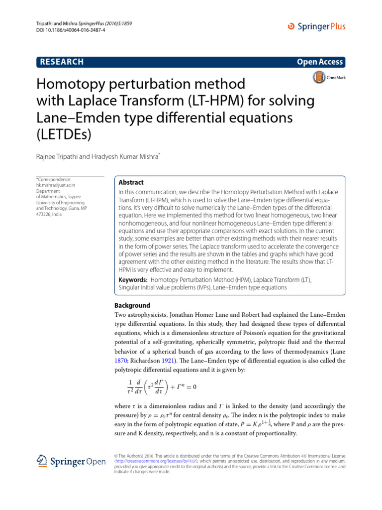 Homotopy Perturbation Method With Laplace Transform Lt Hpm Gq96x4pa8f | PDF | Nonlinear System ...