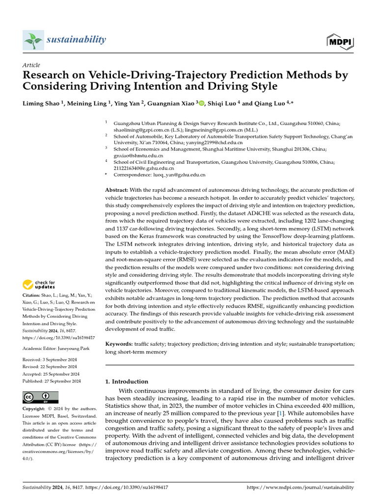 Research On Vehicle Driving Trajectory Prediction Methods By Considering Driving Intention And