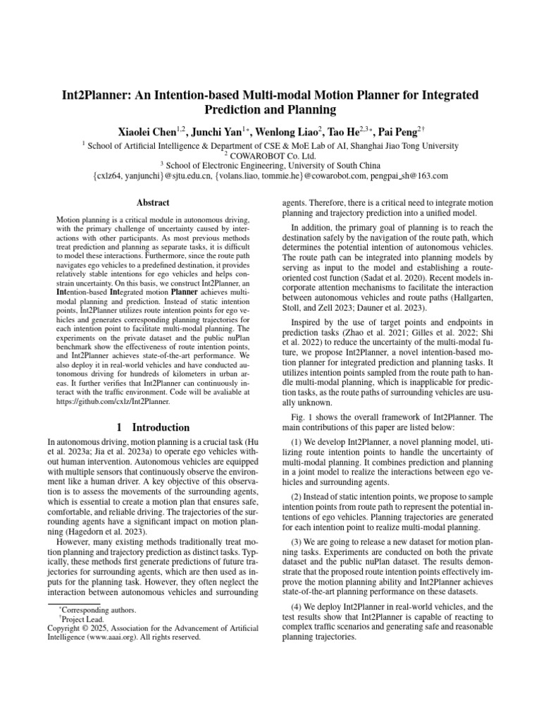 Int2Planner An Intention-Based Multi-Modal Motion Planner For Integrated | PDF | Simulation ...