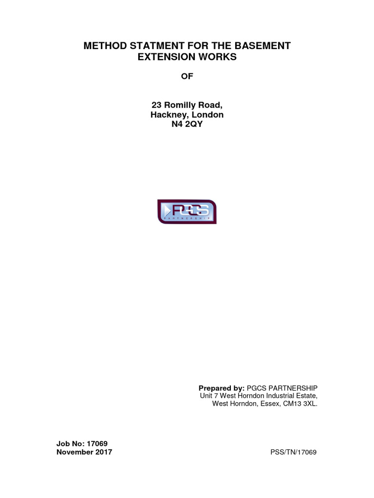 Method Statment For The Basement | PDF | Concrete | Basement