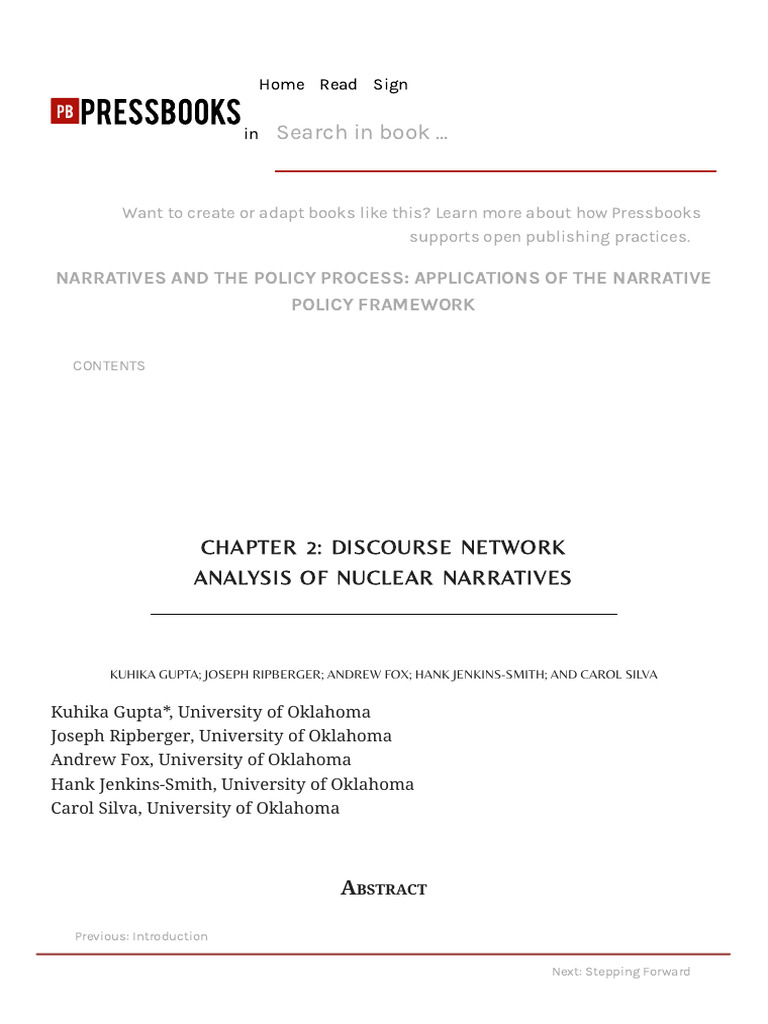 Chapter 2 - Discourse Network Analysis of Nuclear Narratives - Narratives and The Policy Process ...
