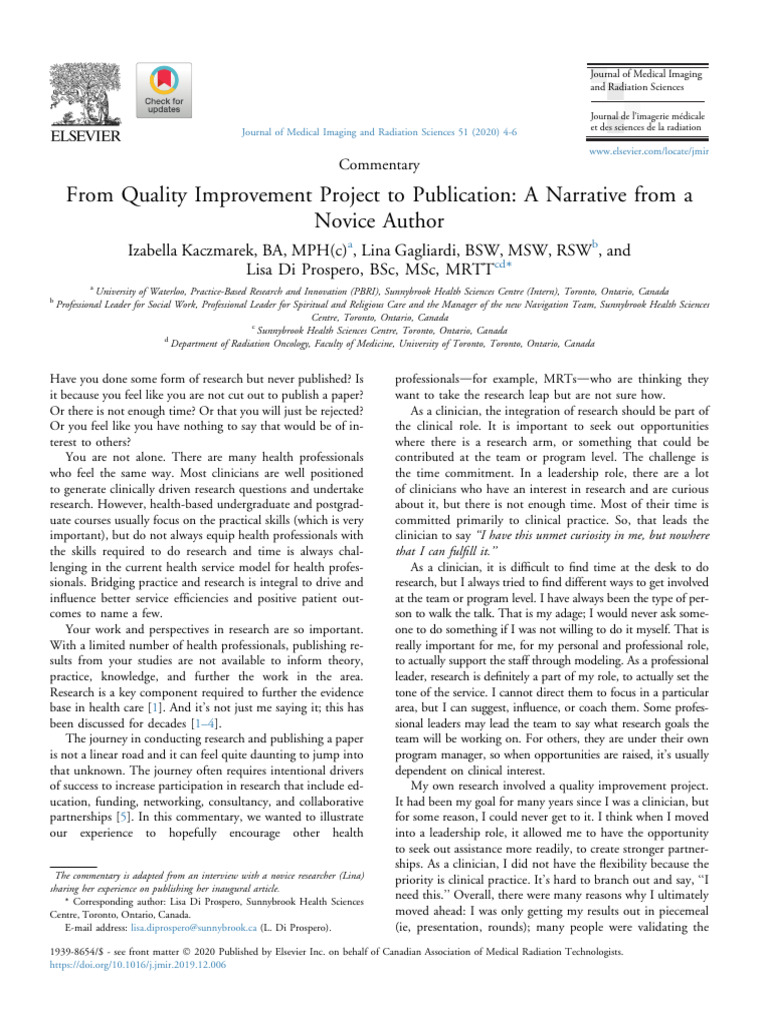 From Quality Improvement Project To Publication A | PDF | Knowledge ...