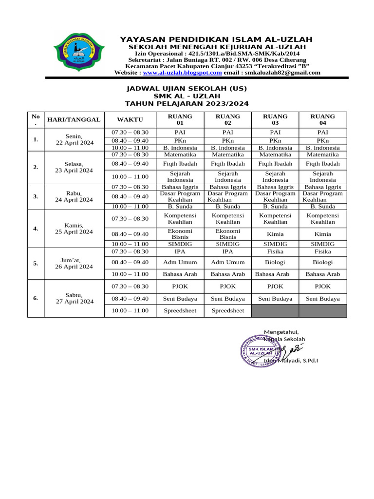 Jadwal Us 2024 Fix | PDF