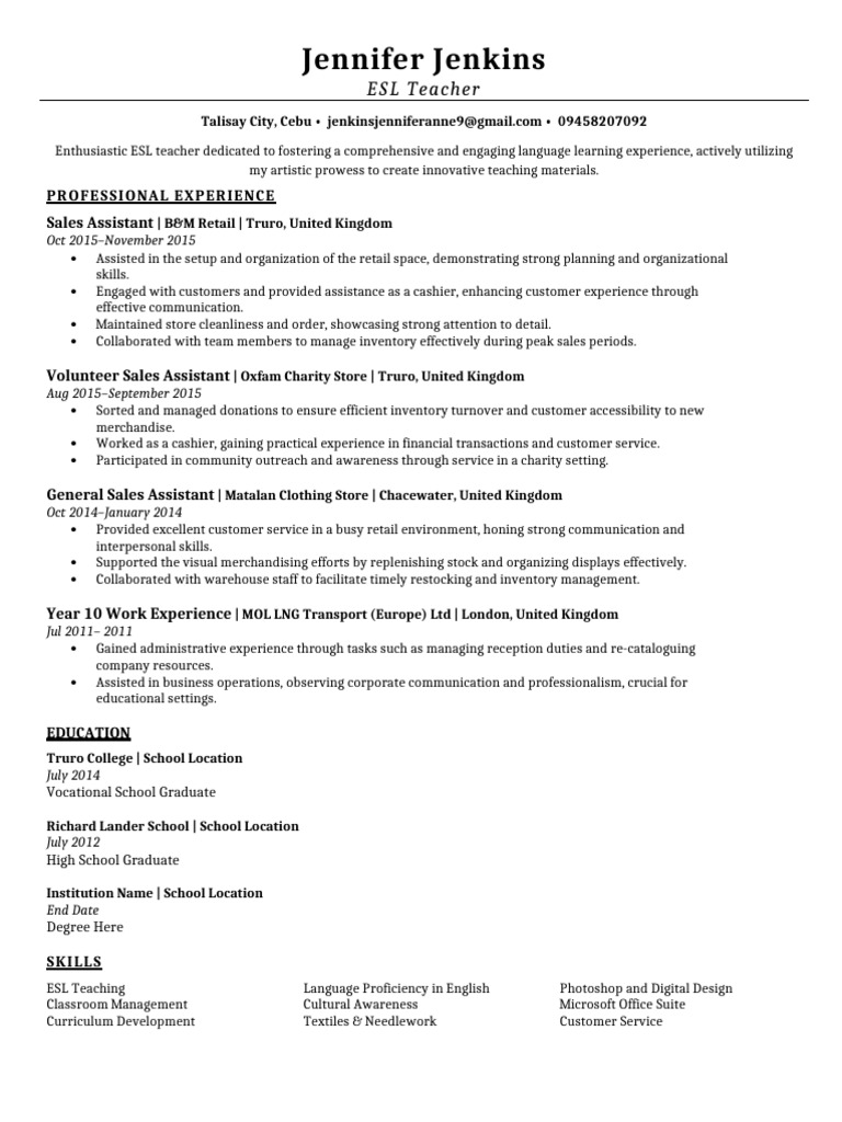Jennifer Jenkins: ESL Teacher | PDF | English As A Second Or Foreign ...