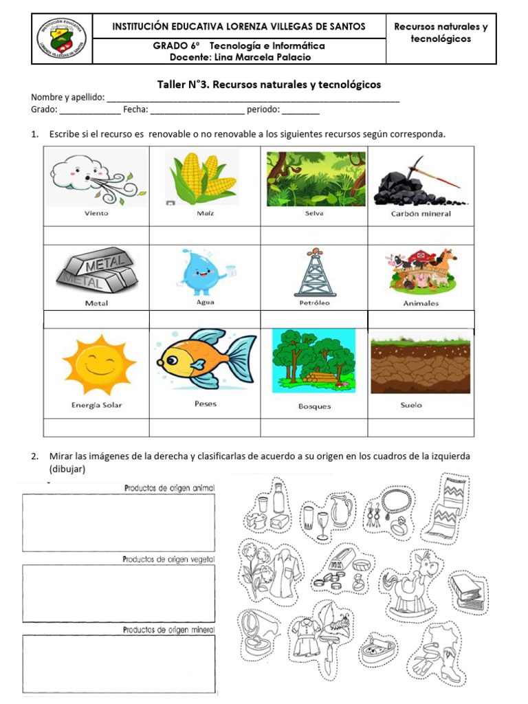 Taller N°3. Recursos Naturales y Tecnologicos | PDF