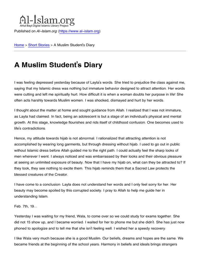 A Muslim Student039s Diary | PDF | Hijab | God In Islam