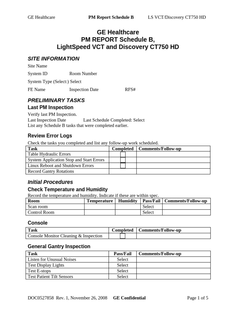 GE Healthcare PM Report: CT750 HD | PDF