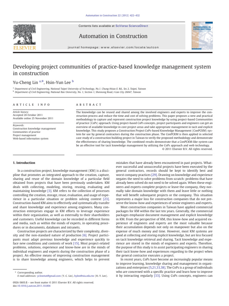 180 Developing Project Communities of Practice-Based Knowledge ...