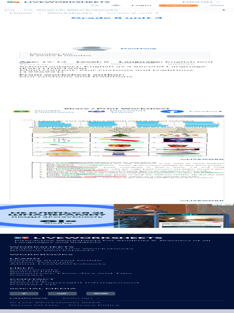 Grade 8 Unit 4 Activity Live Worksheets | PDF