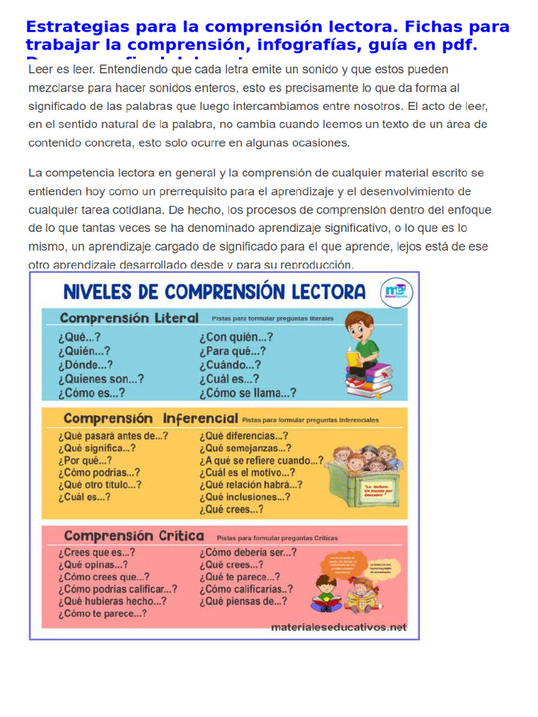 Estrategias para La Comprensión Lectora | PDF
