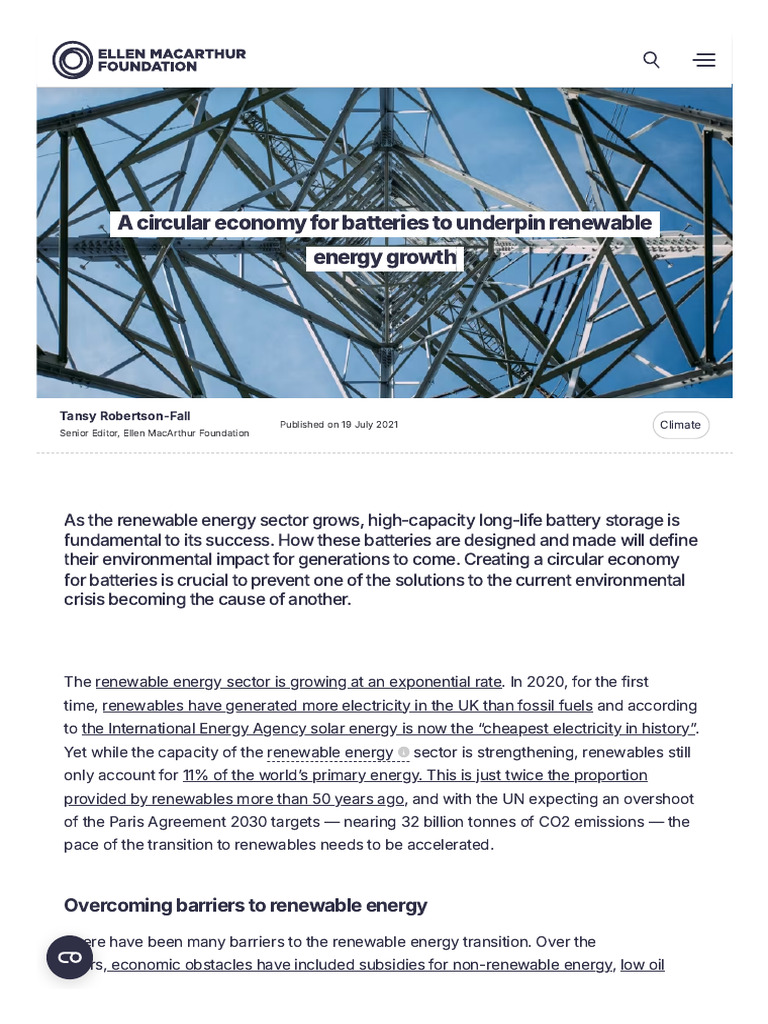 A Circular Economy For Batteries To Underpin Renewable Energy Growth ...