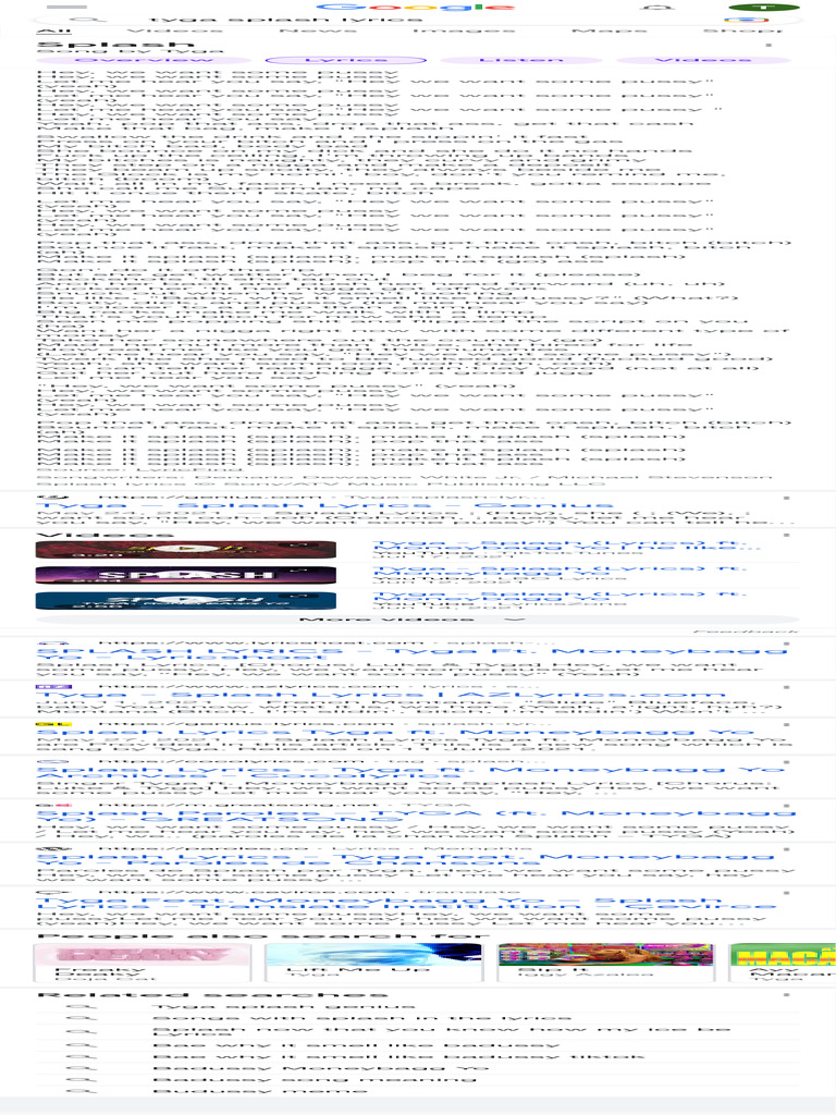 Tyga - Splash Lyrics Analysis | PDF | Songs