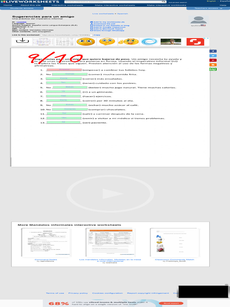 Sugerencias para Un Amigo Worksheet | PDF | Computing