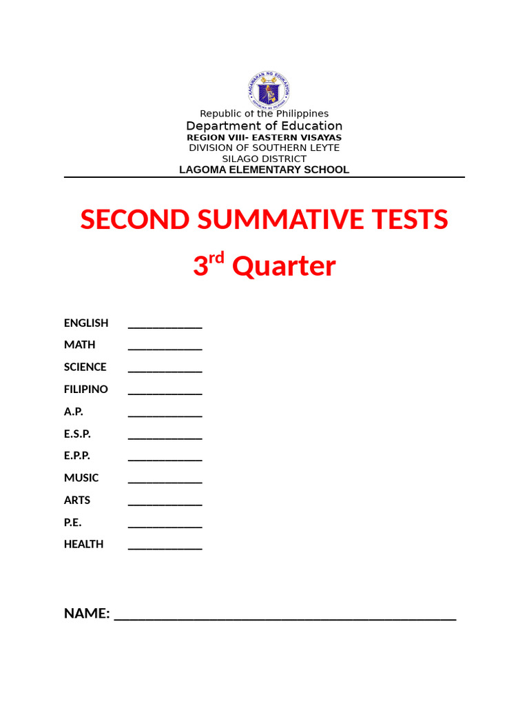 3rd Q Sum Test | PDF