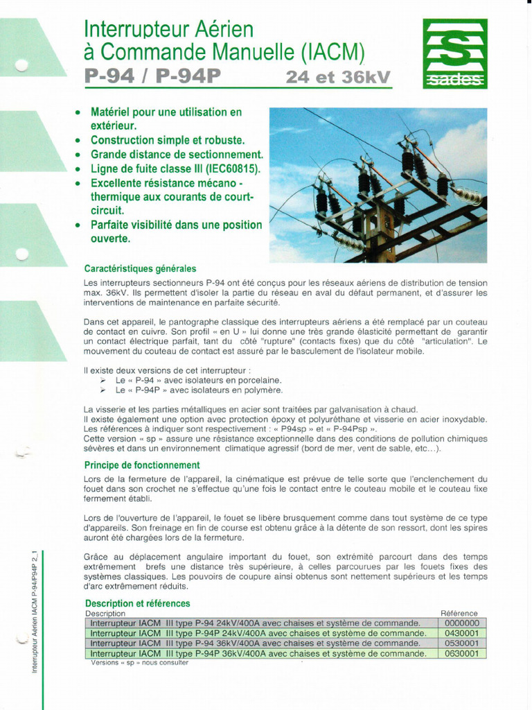Catalogue Interrupteur Aérien IACM | PDF