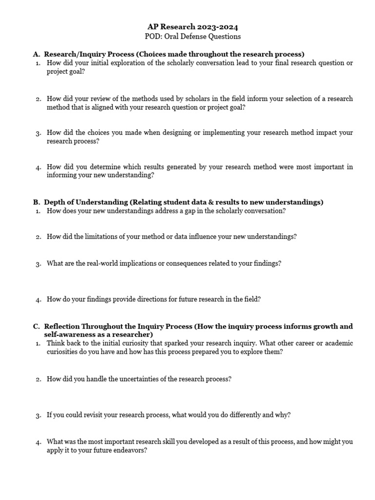 POD - Oral Defense Questions | PDF