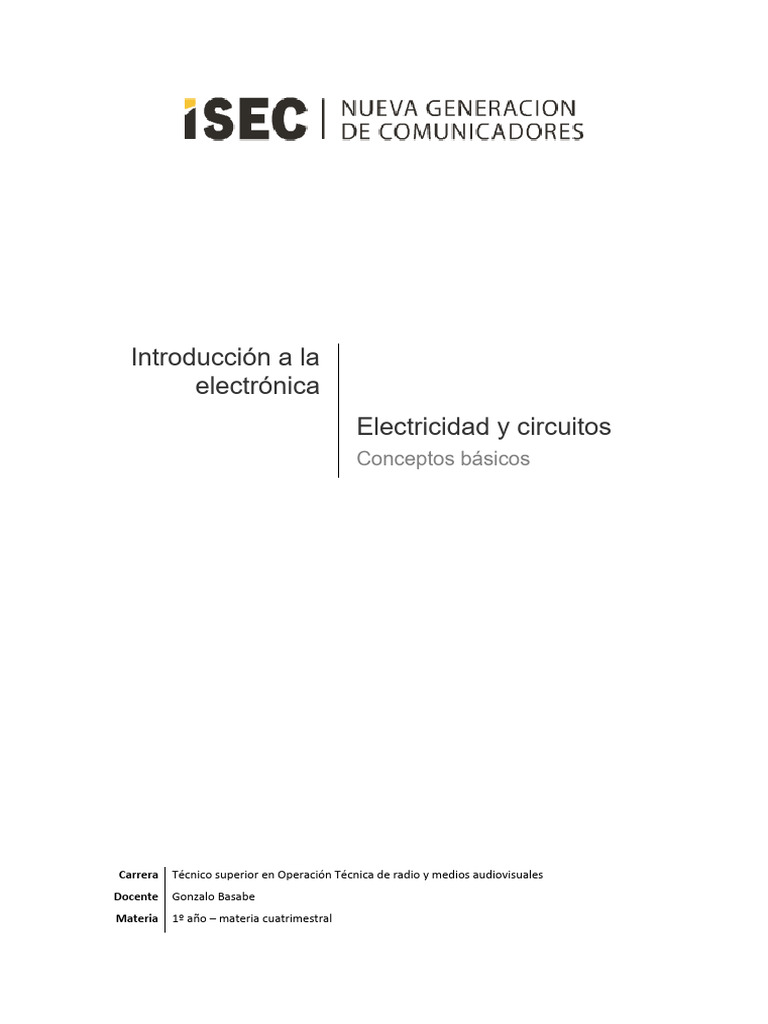 Introducción A La Electrónica - ISEC - Operación Tecnica | PDF | Electricidad | Corriente eléctrica