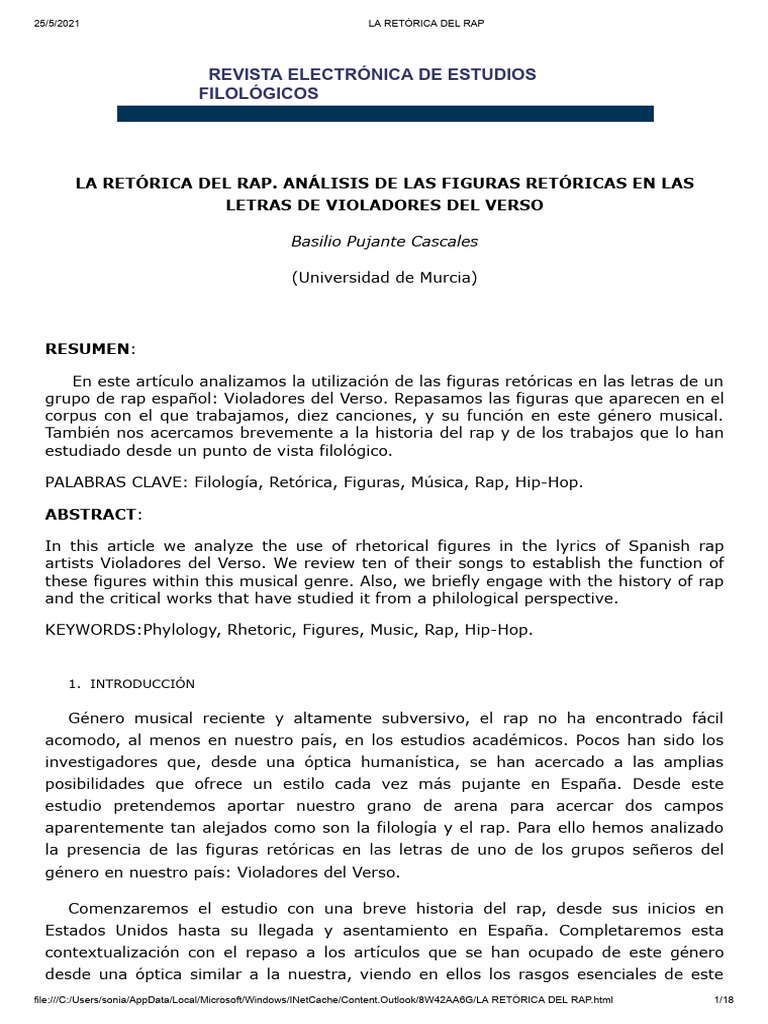 LA RETÓRICA DEL RAP Investigación | PDF | Música hip-hop | Golpecitos